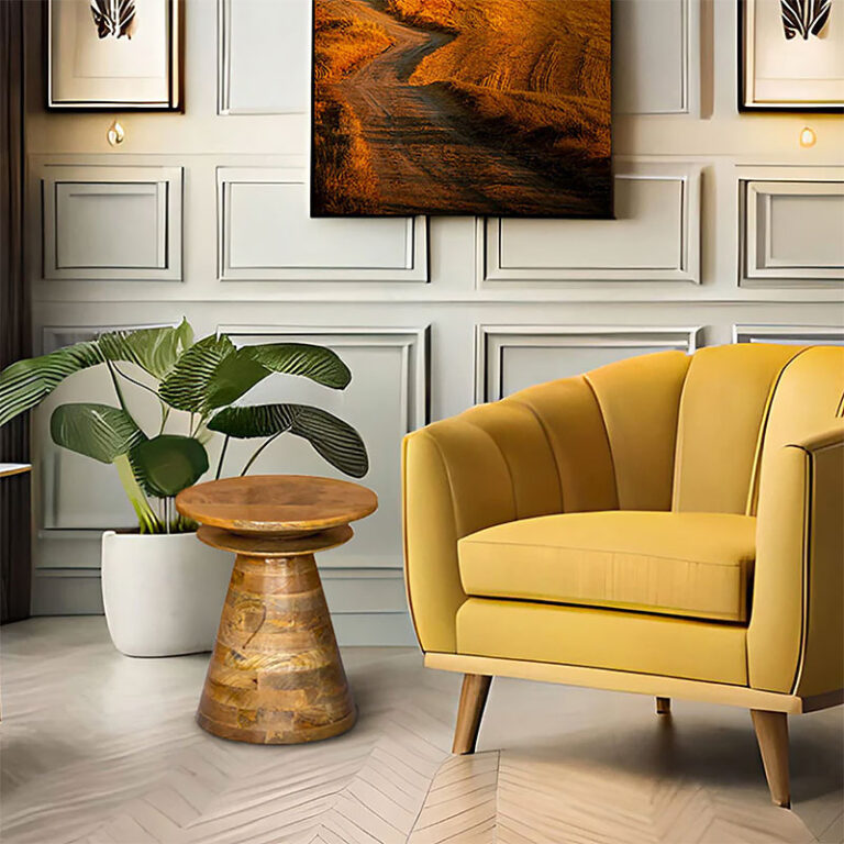 Boho Rustic Solid Mango Wood Round Pedestal Side Table End Table 45cm ...