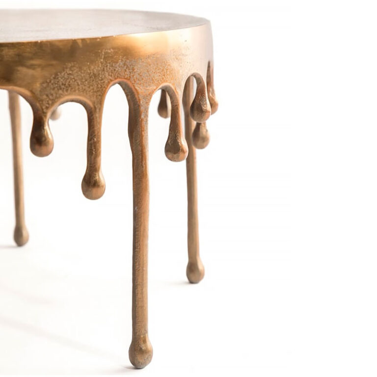 Dali Antique Gold Metal Abstract Drip Coffee Table | Picture Perfect Home