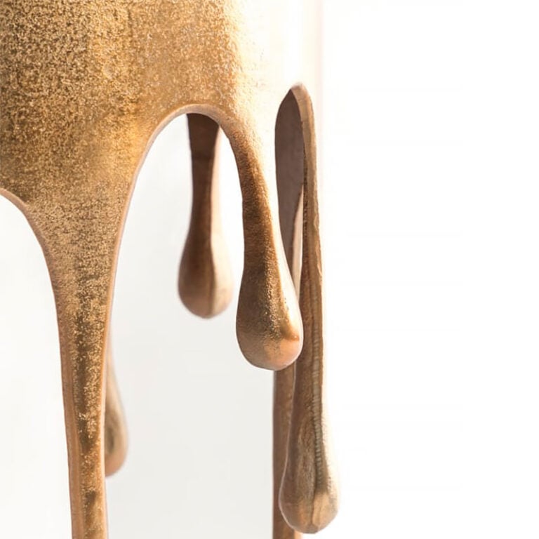 Dali Antique Gold Metal Abstract Drip Side Table End Table | Picture ...
