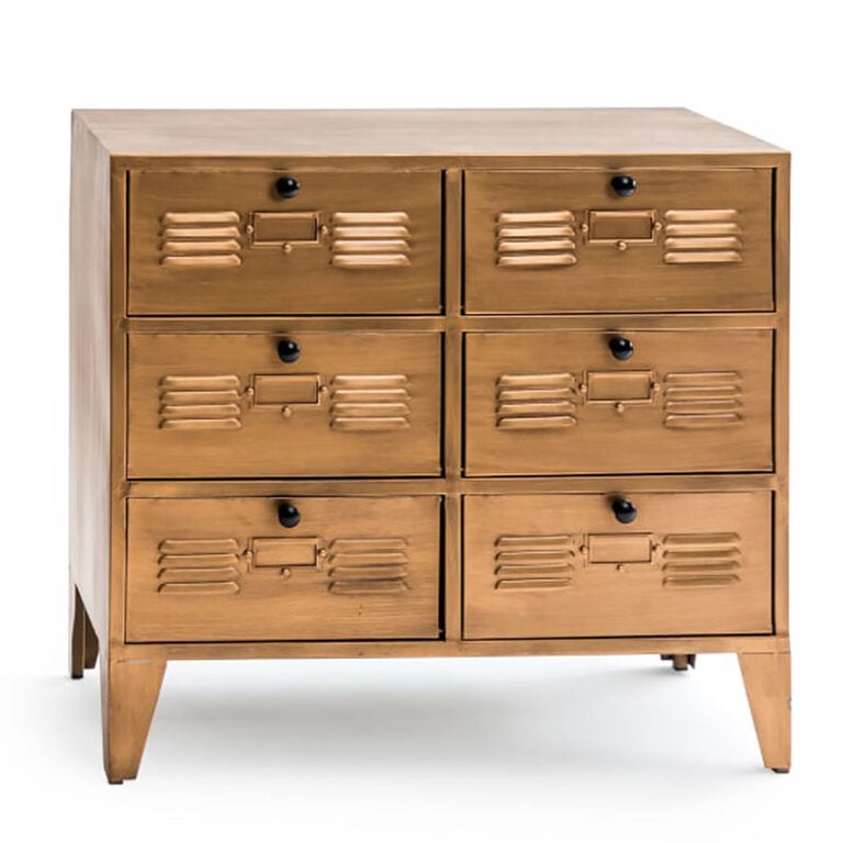 Industrial Antique Gold Locker Style 6 Door Storage Cabinet Sideboard ...
