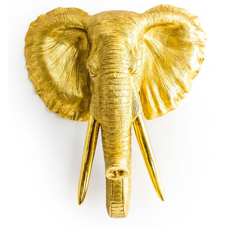 Large Gold Resin Elephant Head Animal Wall Art Decoration 73cm ...