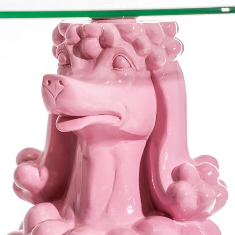 Pink Resin And Glass Poodle Dog Animal Side Table End Table 64cm ...
