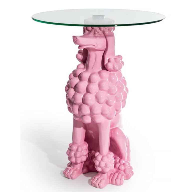 Pink Resin And Glass Poodle Dog Animal Side Table End Table 64cm ...