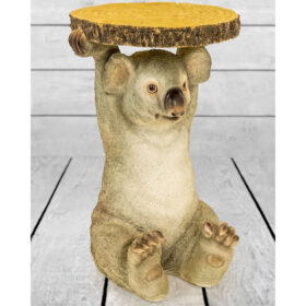 Resin Koala Bear Holding A Trunk Slice Animal Side Table 52cm | Picture Perfect Home