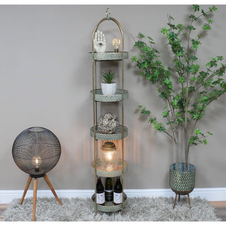 Set Of 2 Boho Moroccan Drum Hammered Green And Gold Side Coffee Tables ...