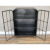 Industrial Black Metal And Glass 2 Door Shelving Display Unit 122cm ...