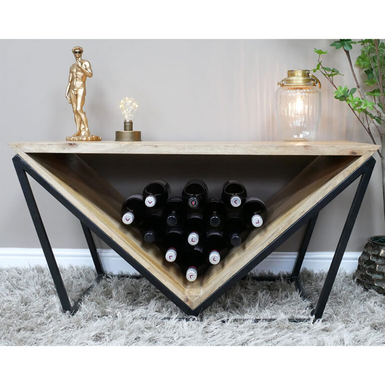 Industrial Black Metal And Solid Mango Wood V Shaped Coffee Table ...