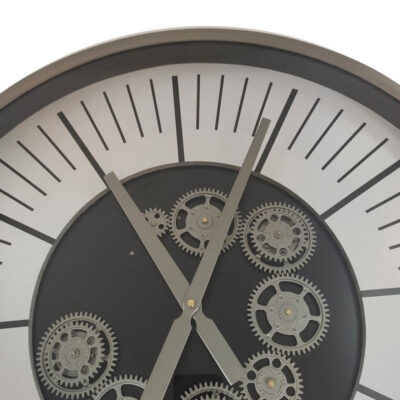 Silver And White Visible Moving Gears Round Large Wall Clock 60cm ...
