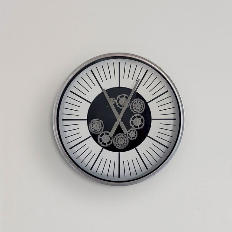 Silver And White Visible Moving Gears Round Large Wall Clock 60cm ...