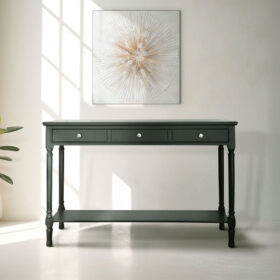 Arabella Black Wood Large 3 Drawer Console Table Hallway Table 120cm ...