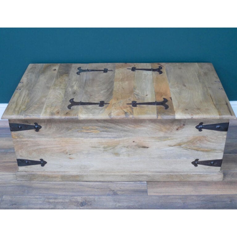Boho Rustic Solid Mango Wood Large Trunk Coffee Table With Hidden ...