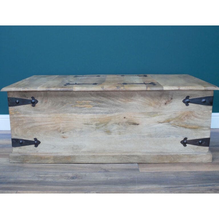 Boho Rustic Solid Mango Wood Large Trunk Coffee Table With Hidden ...