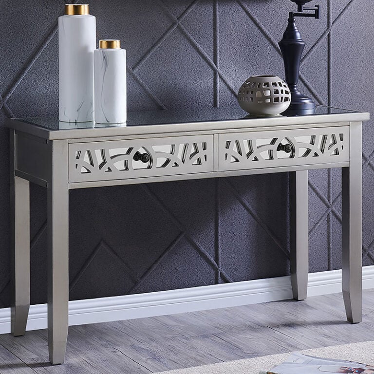 Gallo Soft Gold Wood And Mirrored Glass 2 Drawer Console Table ...