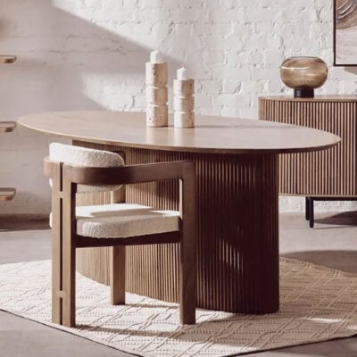Boho Rustic Solid Grey Mango Wood Oval 10 Seater Dining Table 220cm ...