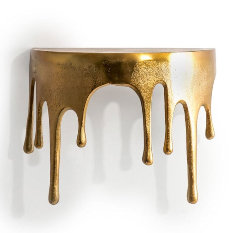 Dali Antique Gold Metal Abstract Drip Side Table End Table | Picture ...
