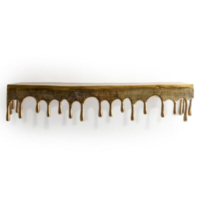 Dali Antique Gold Metal Abstract Drip Half Moon Slim Console Table ...
