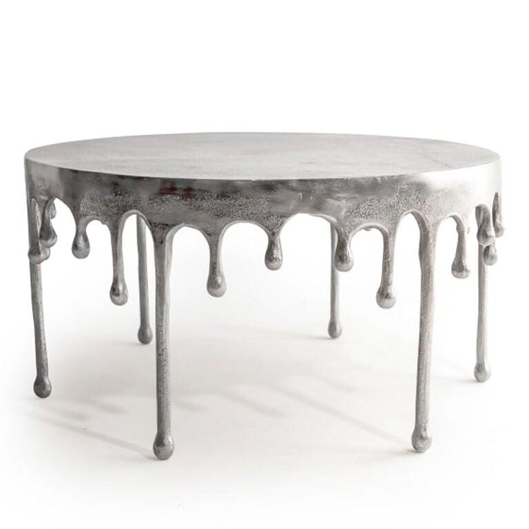 Dali Antique Silver Metal Abstract Drip Coffee Table | Picture Perfect Home