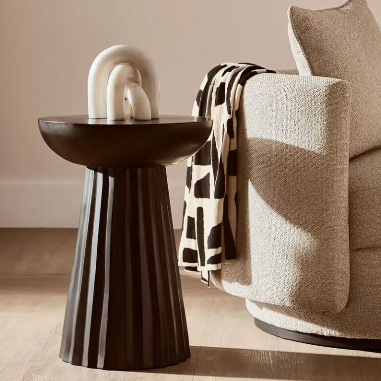 Boho Rustic Black Solid Mango Wood Sculptural Ball Side Table | Picture ...