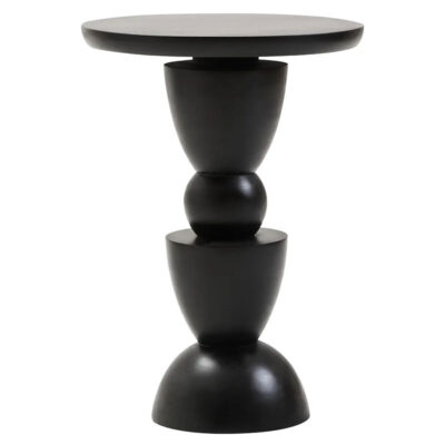 Boho Rustic Black Solid Mango Wood Sculptural Ball Side Table | Picture ...
