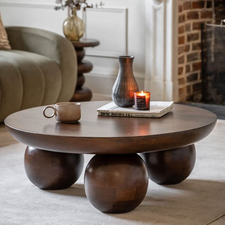 Boho Rustic Retro Solid Dark Mango Wood Round Coffee Table 90cm ...
