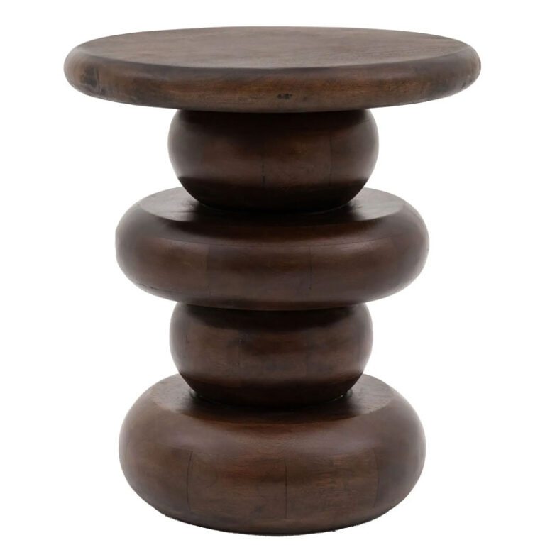Boho Rustic Retro Solid Dark Mango Wood Sculptural Side Table | Picture ...