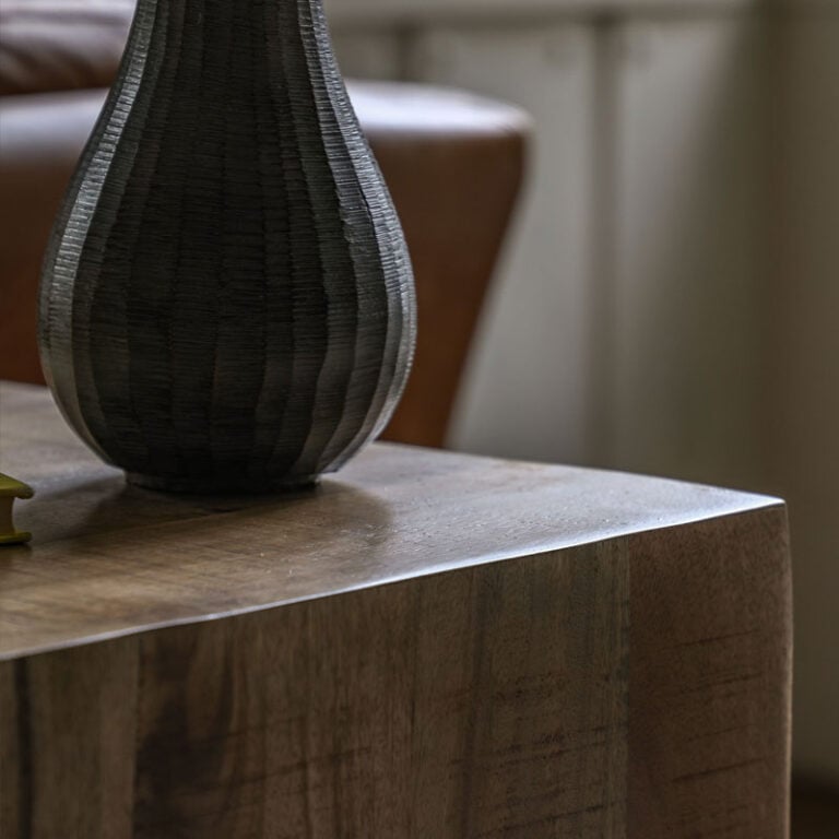 Boho Rustic Solid Light Mango Wood Cube Chunky Side Table | Picture ...