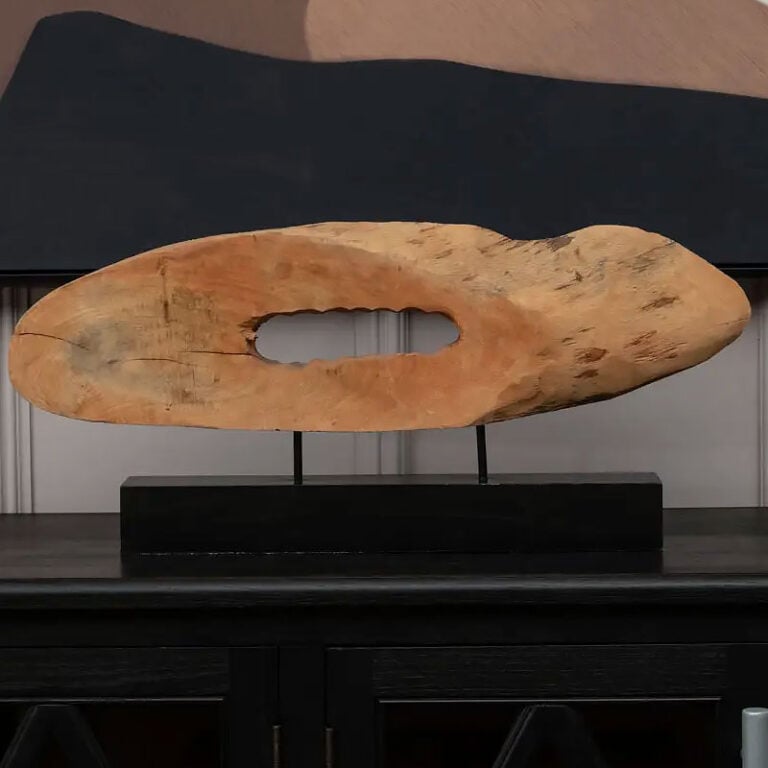 Boho Rustic Solid Mango Wood Abstract Slice Sculpture Home Decor ...
