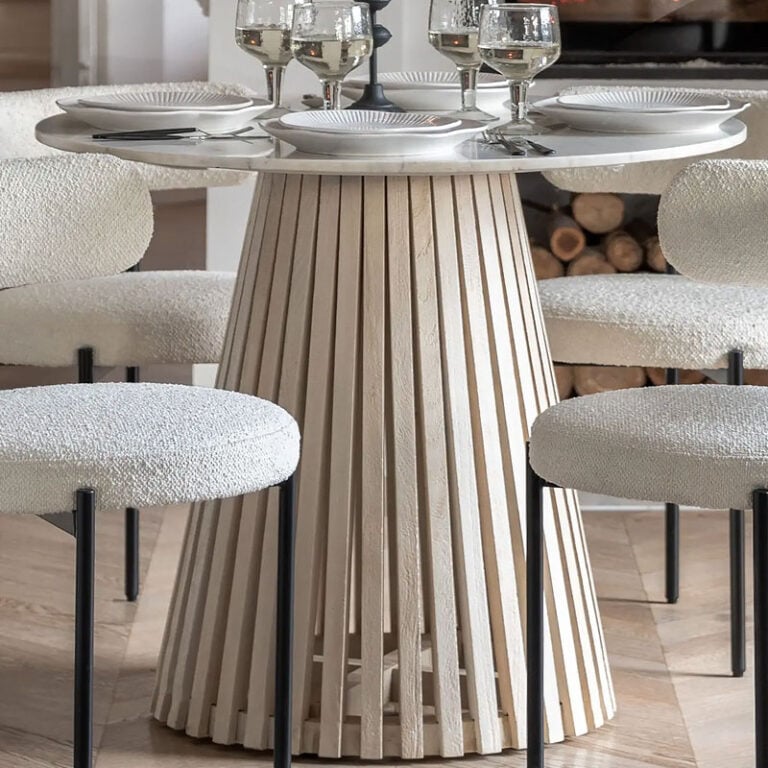 Boho Rustic Solid White Washed Mango Wood Sloping Slats 6 Seater Oval ...