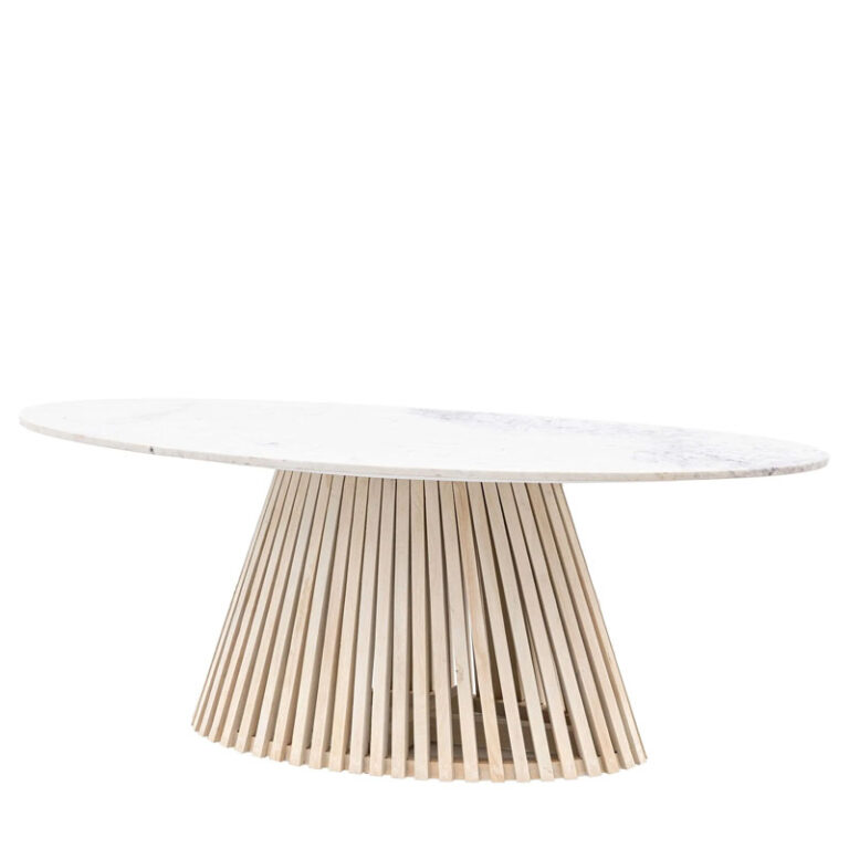 Boho Rustic Solid White Washed Mango Wood Sloping Slats 6 Seater Oval ...