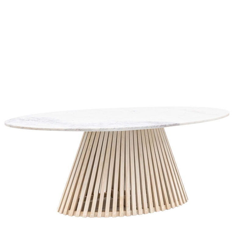 Boho Rustic Solid White Washed Mango Wood Sloping Slats 6 Seater Oval ...