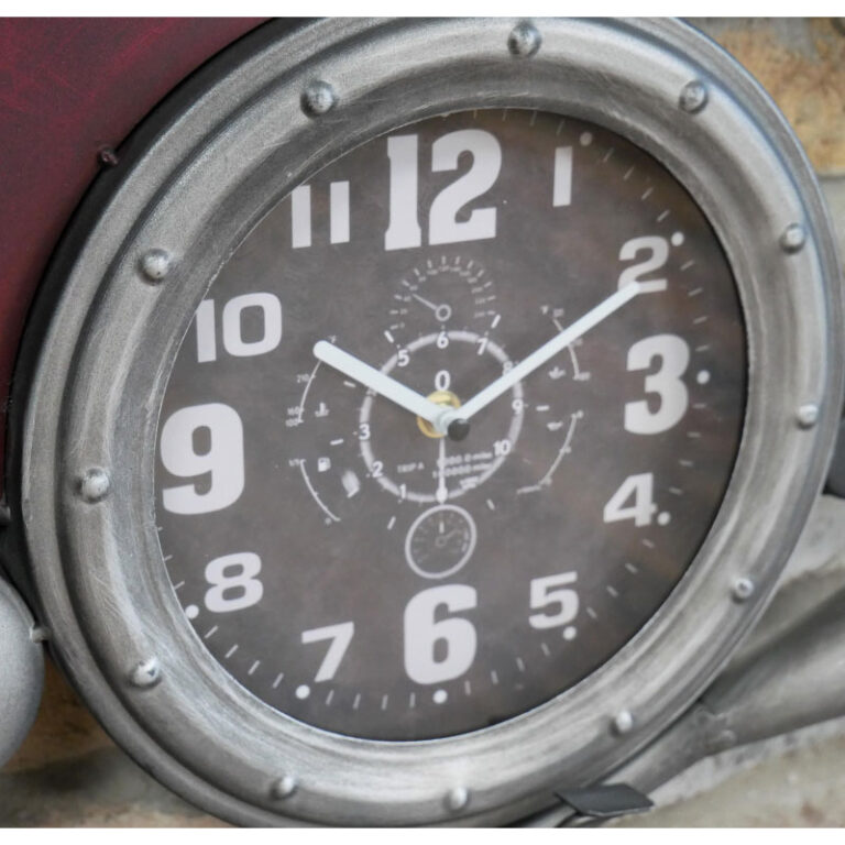 Industrial Grey And Red Metal Extra Large Motorbike Wall Clock 120cm ...