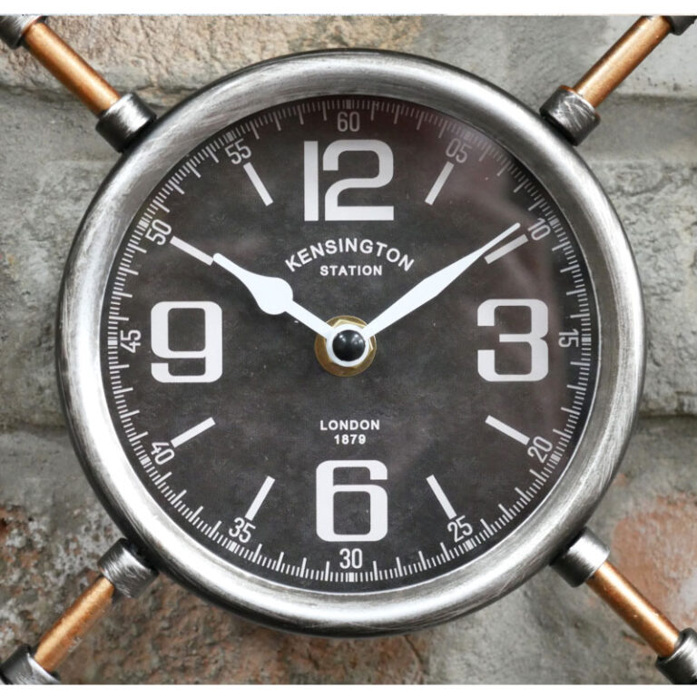 Industrial Steampunk Steel Grey And Gold Pipe Wall Clock 41cm | Picture ...