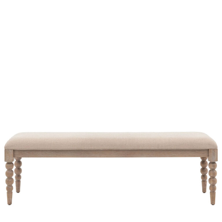 Rustic Country Cottage Light Oak Wood Fabric Upholstered Backless ...