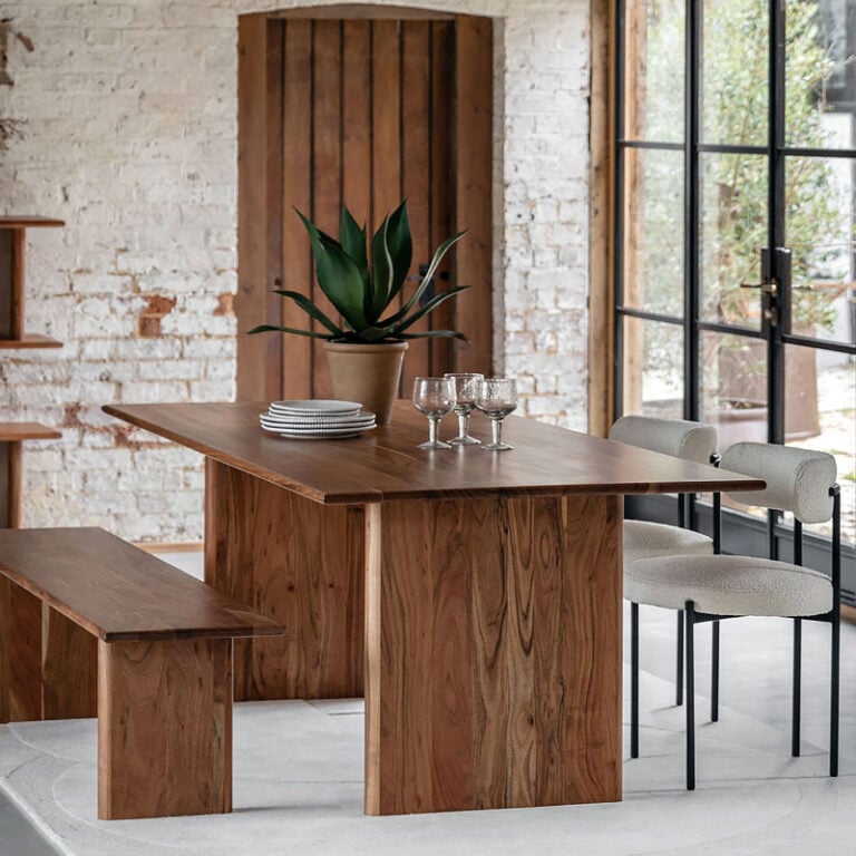 Rustic Country Farmhouse Solid Acacia Wood 6 Seater Dining Table 180cm ...