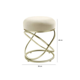Ulric Cream Velvet And Champagne Gold Metal Stool Footstool 46cm ...