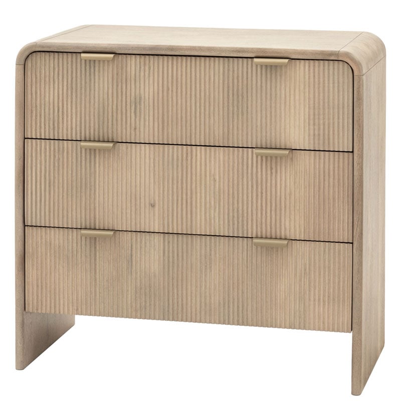 Boho Rustic Solid Light Mango Wood And Brass 3 Drawer Chest Of Drawers ...