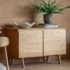 Rustic Scandi Japandi Light Oak Wood 2 Door Small Sideboard 116cm ...