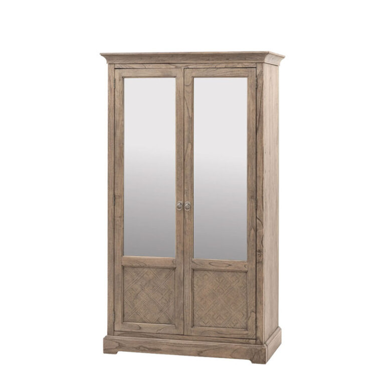 Rustic Country Farmhouse Light Mindy Wood Parquet 2 Mirrored Doors ...