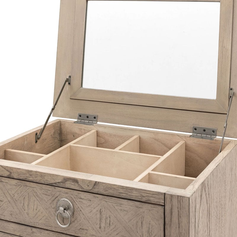 Rustic Country Farmhouse Light Mindy Wood Parquet 5 Drawer Tallboy ...