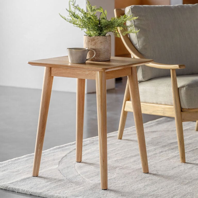Rustic Scandi Japandi Light Oak Wood Chevron Top Side Table End Table ...