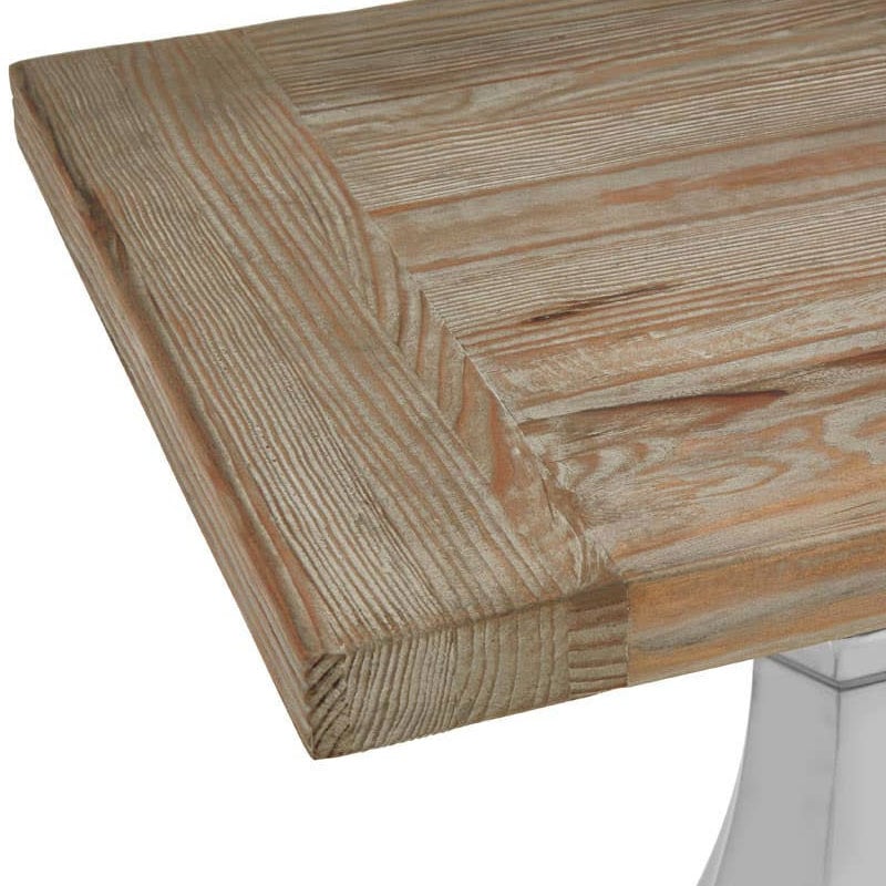 Rustic White Washed Solid Pine Wood And Silver Metal Large 2 Tier ...